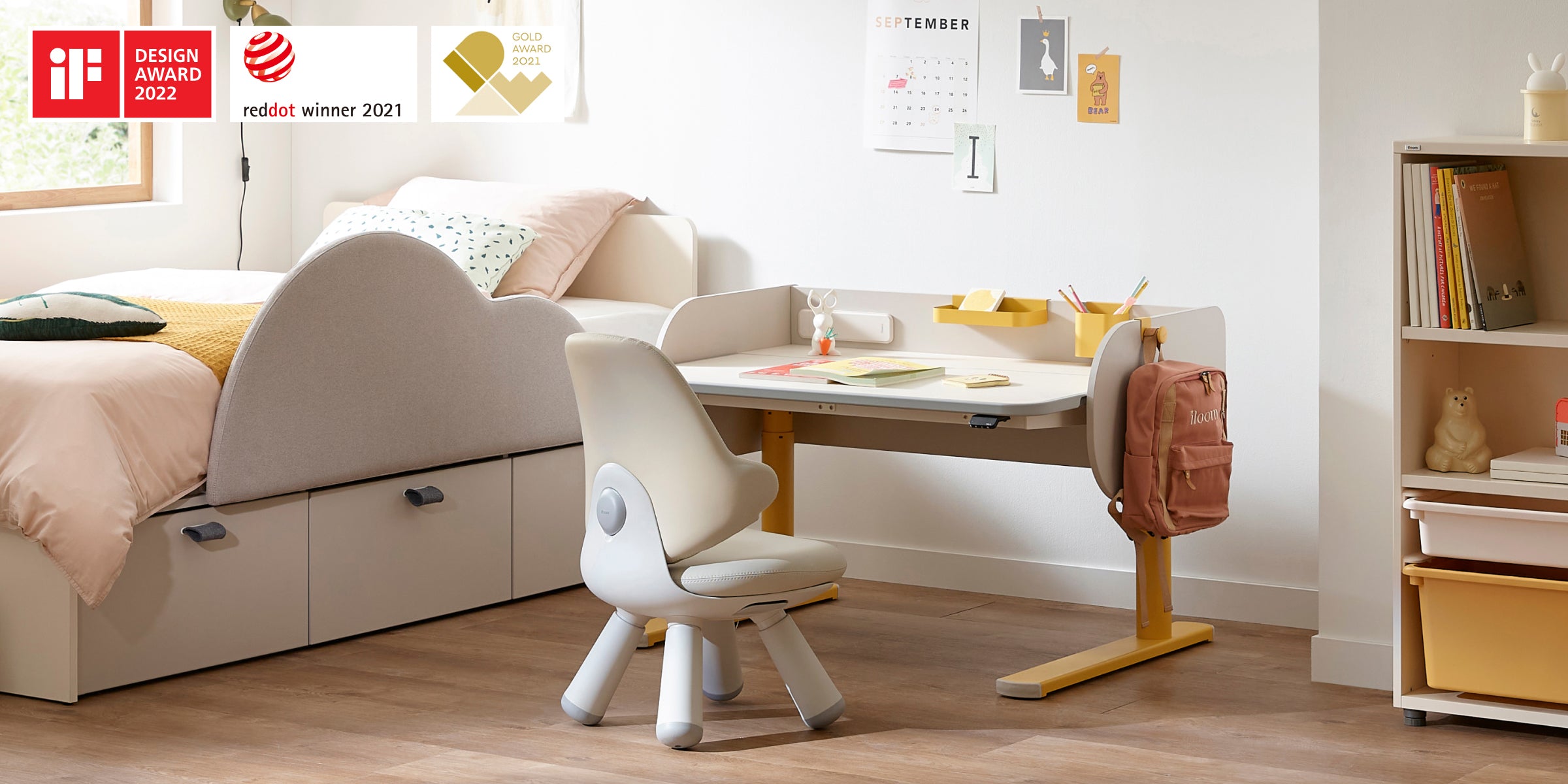 Jerome 小鴨成⾧電動桌 (集線槽款)